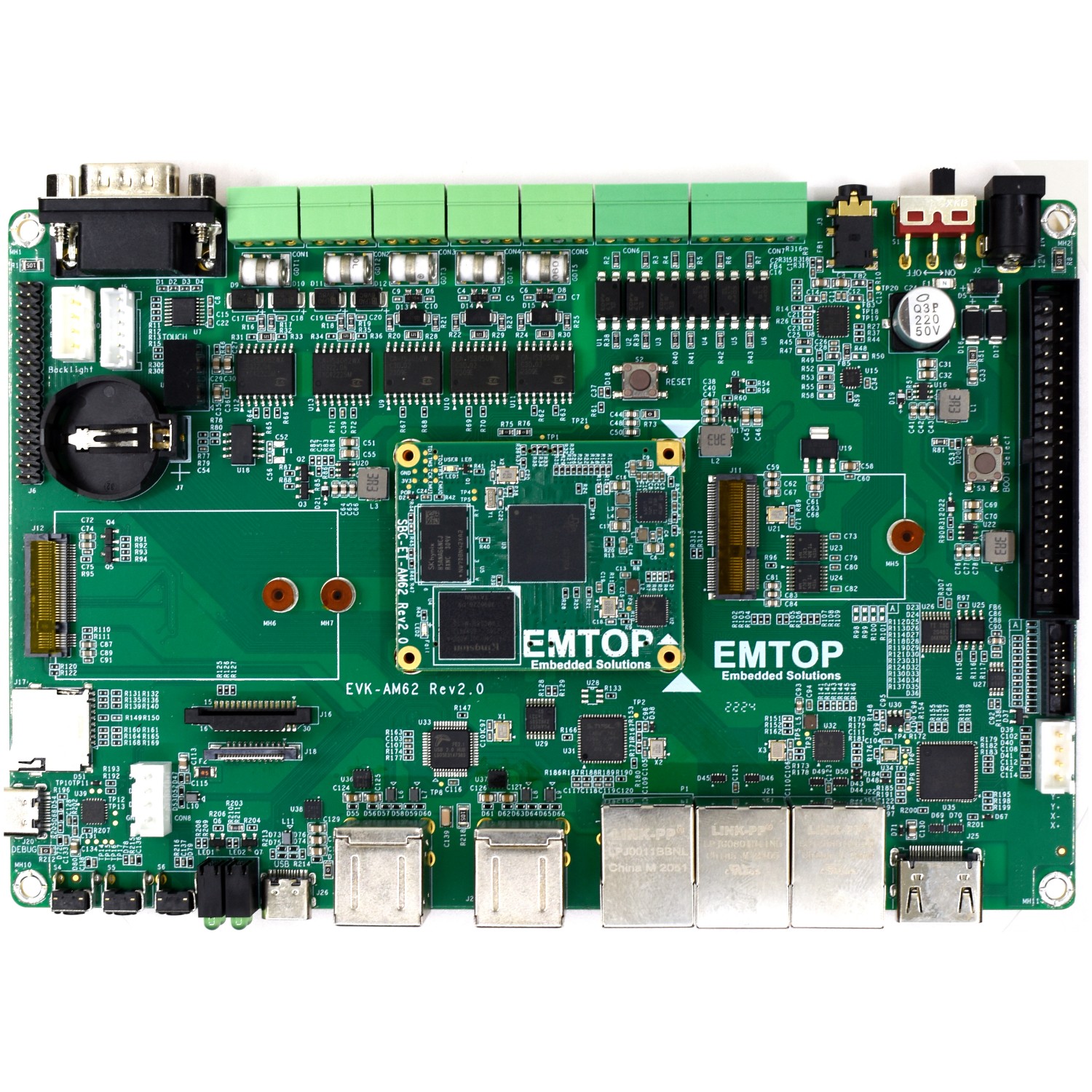 EVK-ET-AM62,TI AM6254 EVK,2GB DDR4,8GB EMMC,4G/5G,2xLVDS,Mikroe Sensor ...